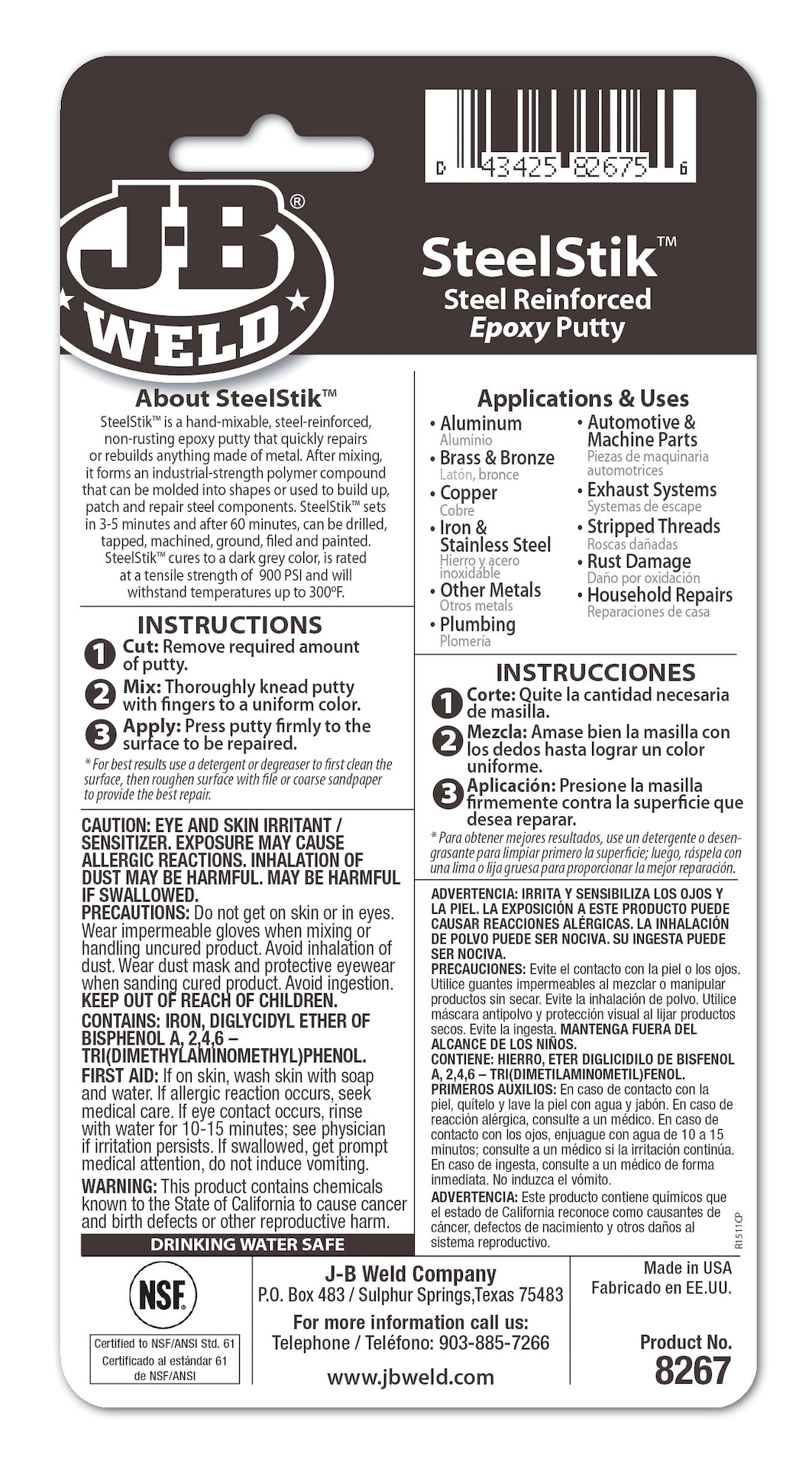 JB Weld SteelStik Steel Reinforced Epoxy Putty Stick, 57-g | Canadian Tire