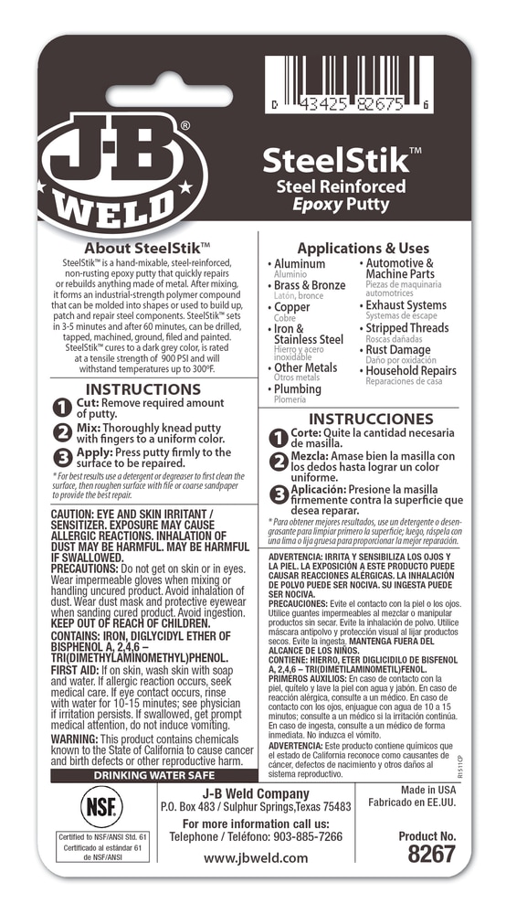 JB Weld SteelStik Steel Reinforced Epoxy Putty Stick, 57-g | Canadian Tire