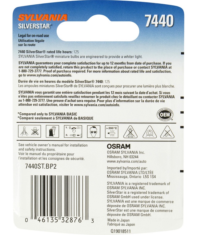 7440 Sylvania SilverStar® Mini Bulb, Whiter Light, 2-pk | Canadian Tire
