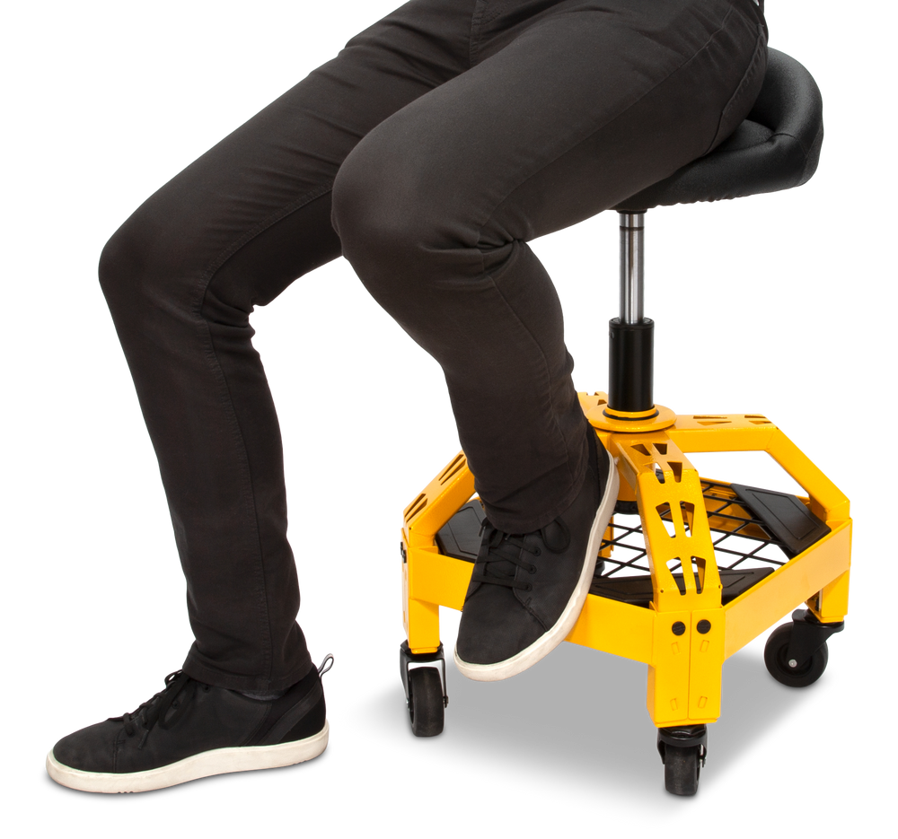 DEWALT Adjustable Height Swivel Shop Stool, 22.5-in to 26.8-in ...