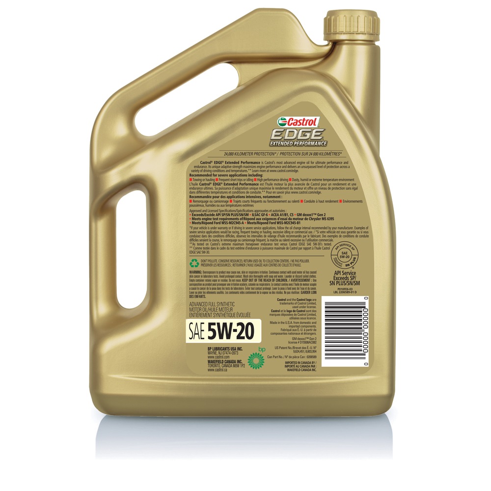 Castrol EDGE Extended Performance 5W20 Synthetic Engine/Motor Oil, 4.4 ...