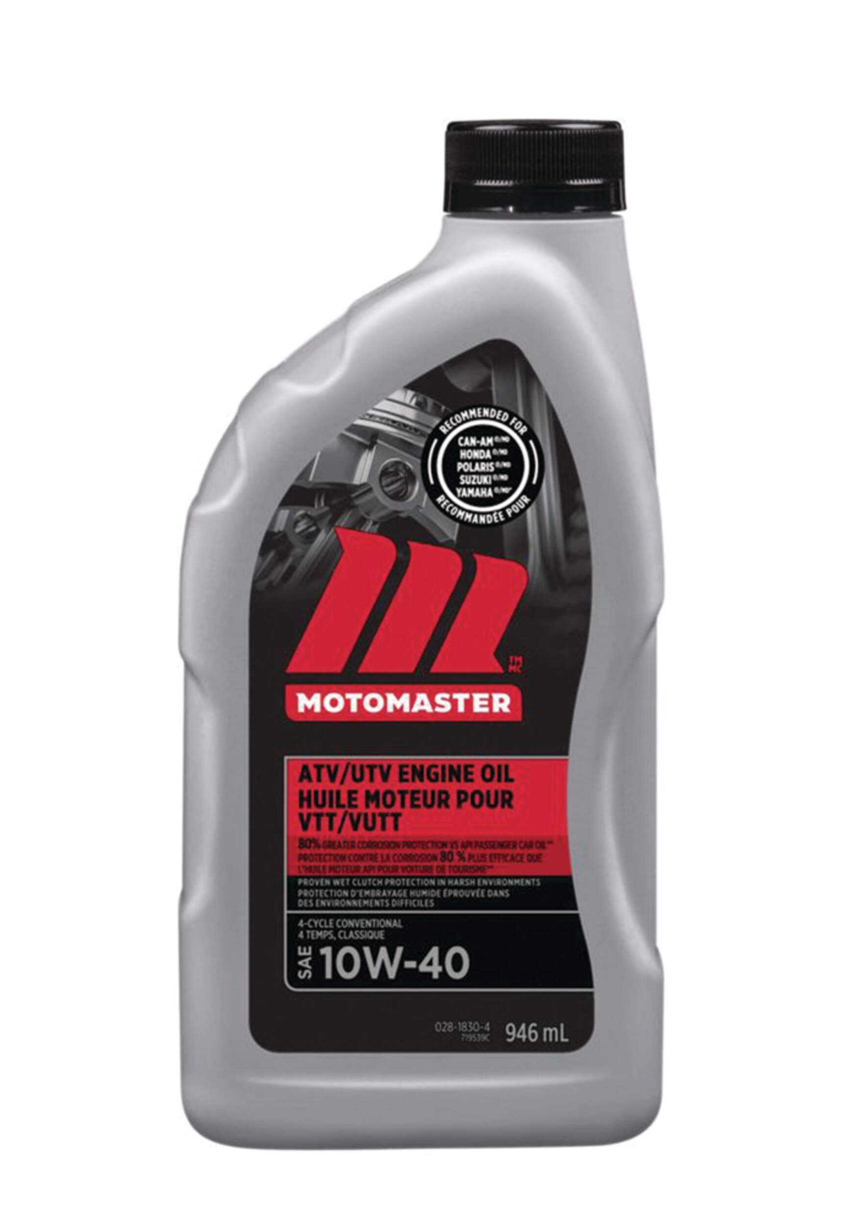 MotoMaster 4-Stroke Premium ATV/UTV Engine Oil 10W40, 946-mL | Canadian ...