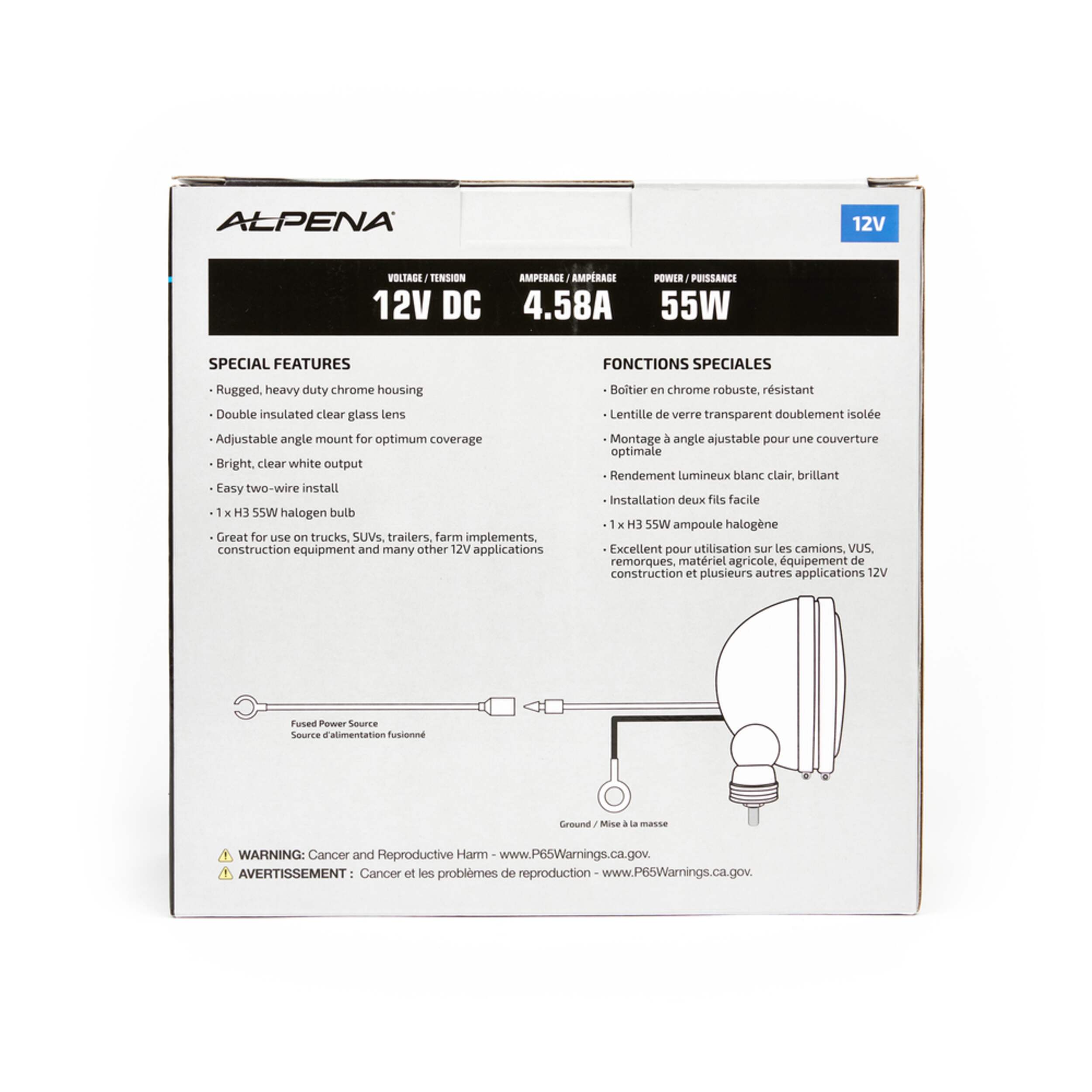 Alpena SpotRover HD 12V, 100W Utility Light w/ 55W Halogen Bulb ...