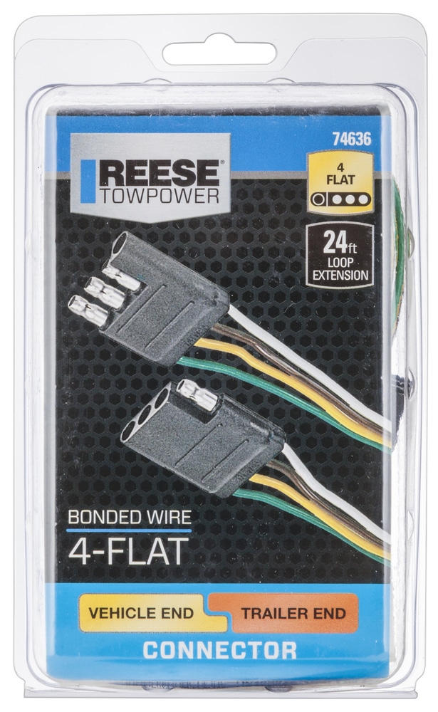 REESE Towpower 4-Way Flat Vehicle & Trailer End Wiring Connector Loop ...