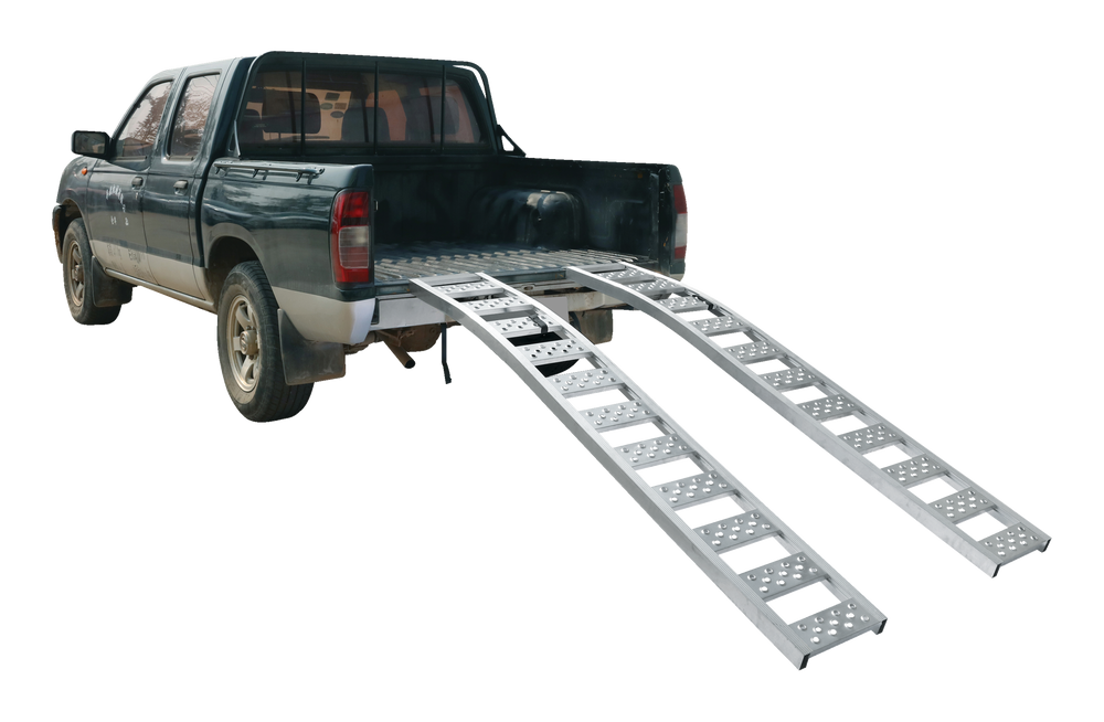 CargoMaster Aluminum Arched Loading Ramps Pair w/ Adjustable Straps, 90 ...