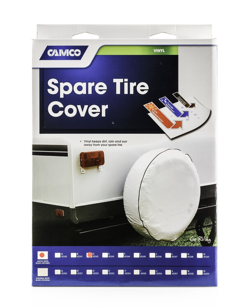 CAMCO Vinly RV Spare Tire Cover, Arctic White, Assorted Sizes ...