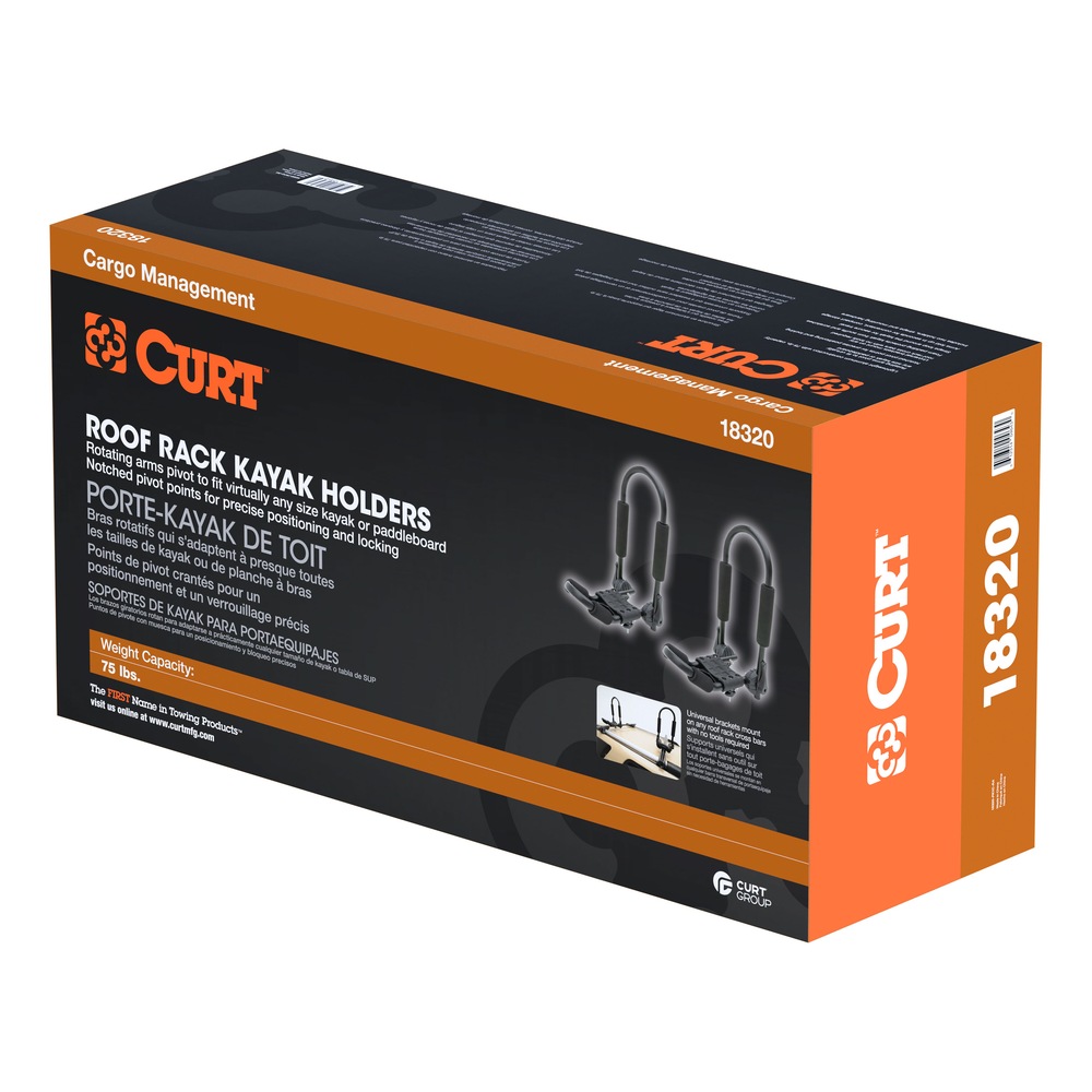 CURT 18320 Aluminum Universal Roof Top Mount Kayak Rack, Adjustable w ...