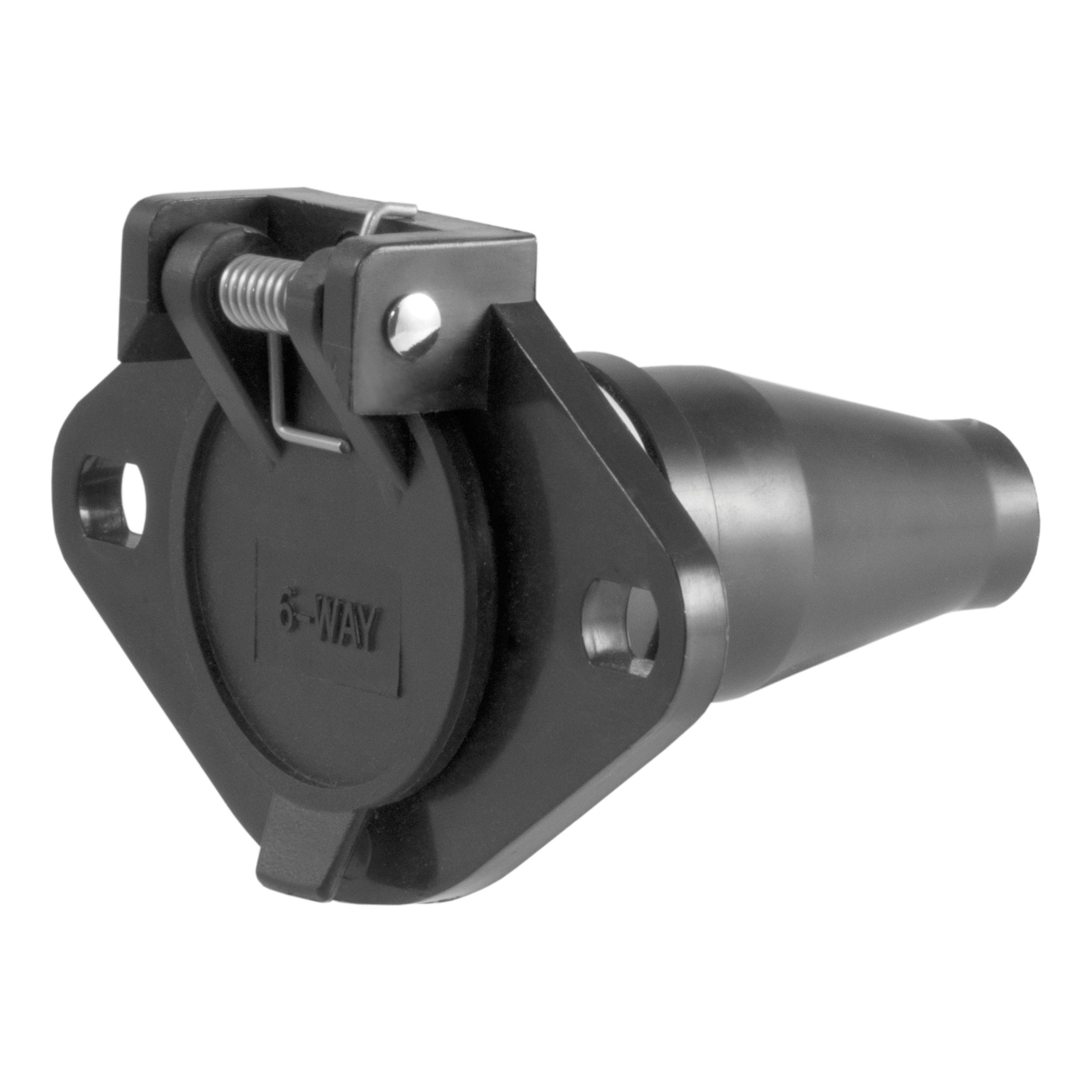 CURT 58130 6-Way Round Connector Socket (Vehicle Side, Black Plastic ...