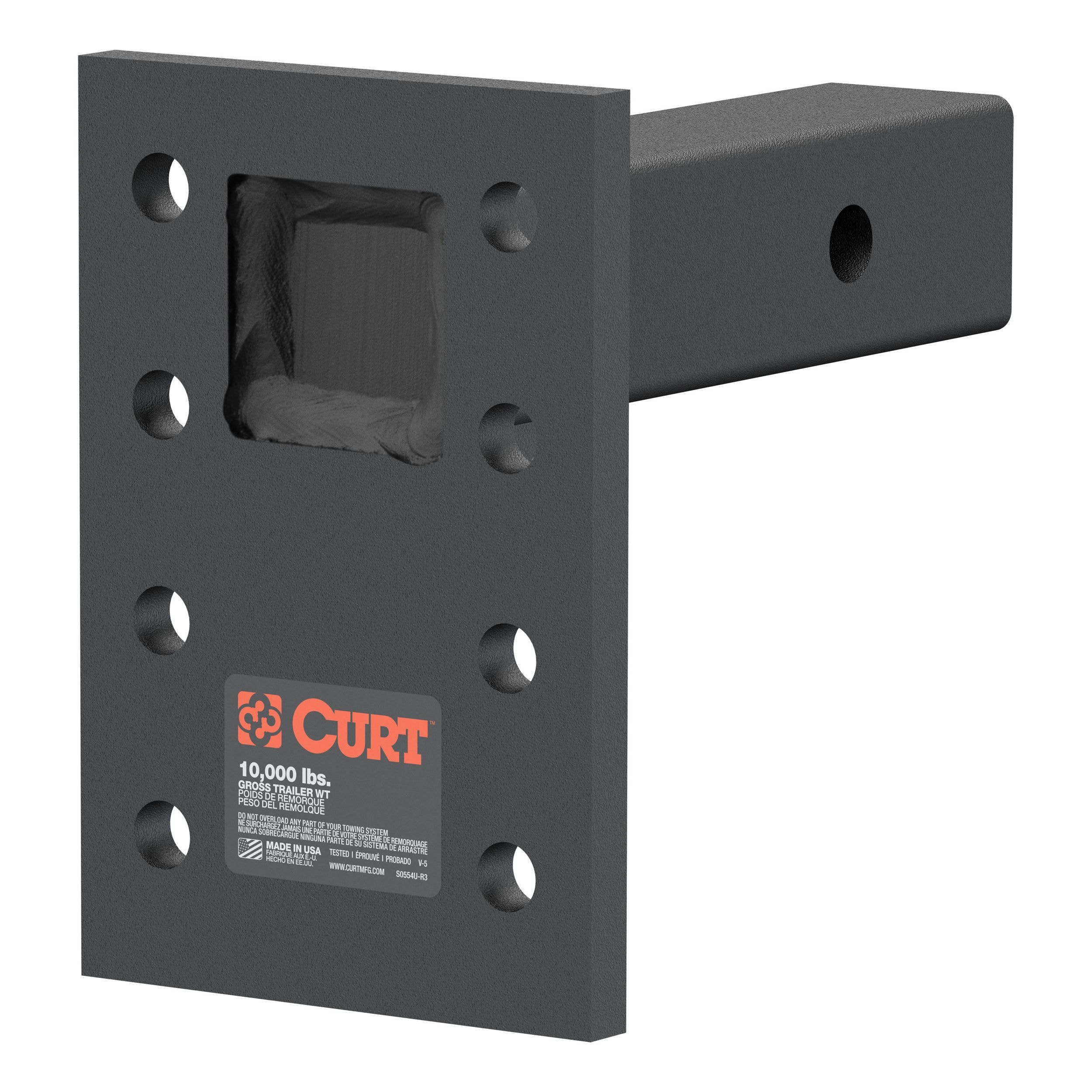 CURT 48328 Adjustable Pintle Mount (2" Shank, 15K lb, 7" High, 6" Long ...