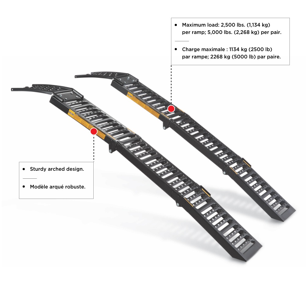 Multi-Use Steel Foldable Arched Loading Ramps Pair, Non-Slip Base, 79 x ...