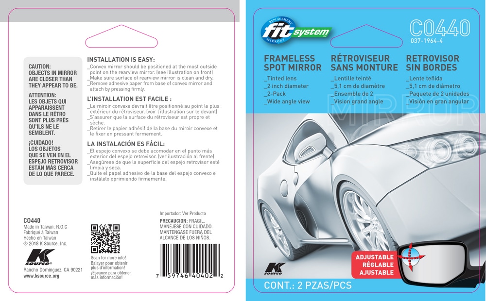 K-Source Adjustable Frameless Blind Spot Mirror, 2-pk | Canadian Tire