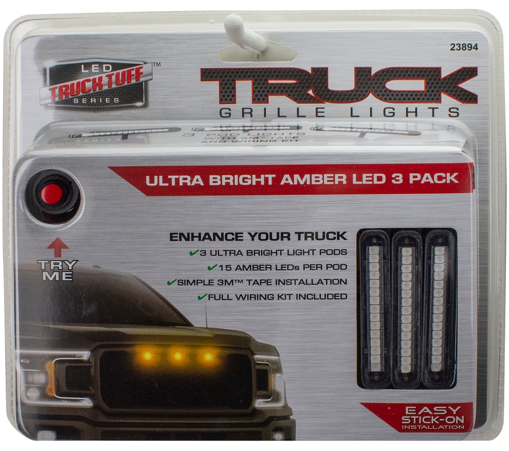 Custom Accessories Truck Tuff Stick-On Ultra-Bright Amber Grill Lights ...