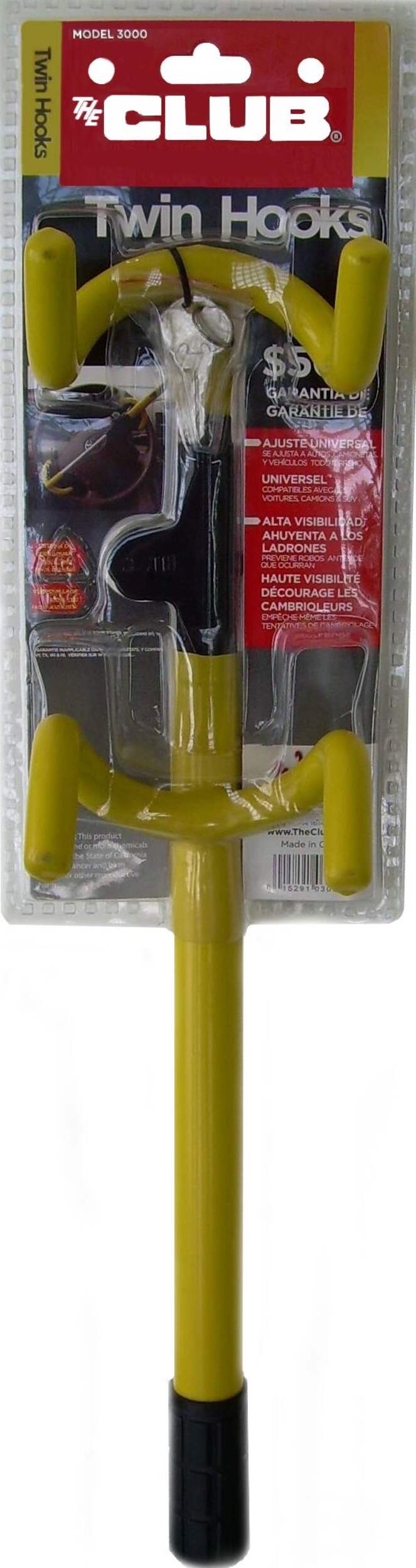 The Club 3000 Twin Hooks Steering Wheel Lock, Yellow | Canadian Tire