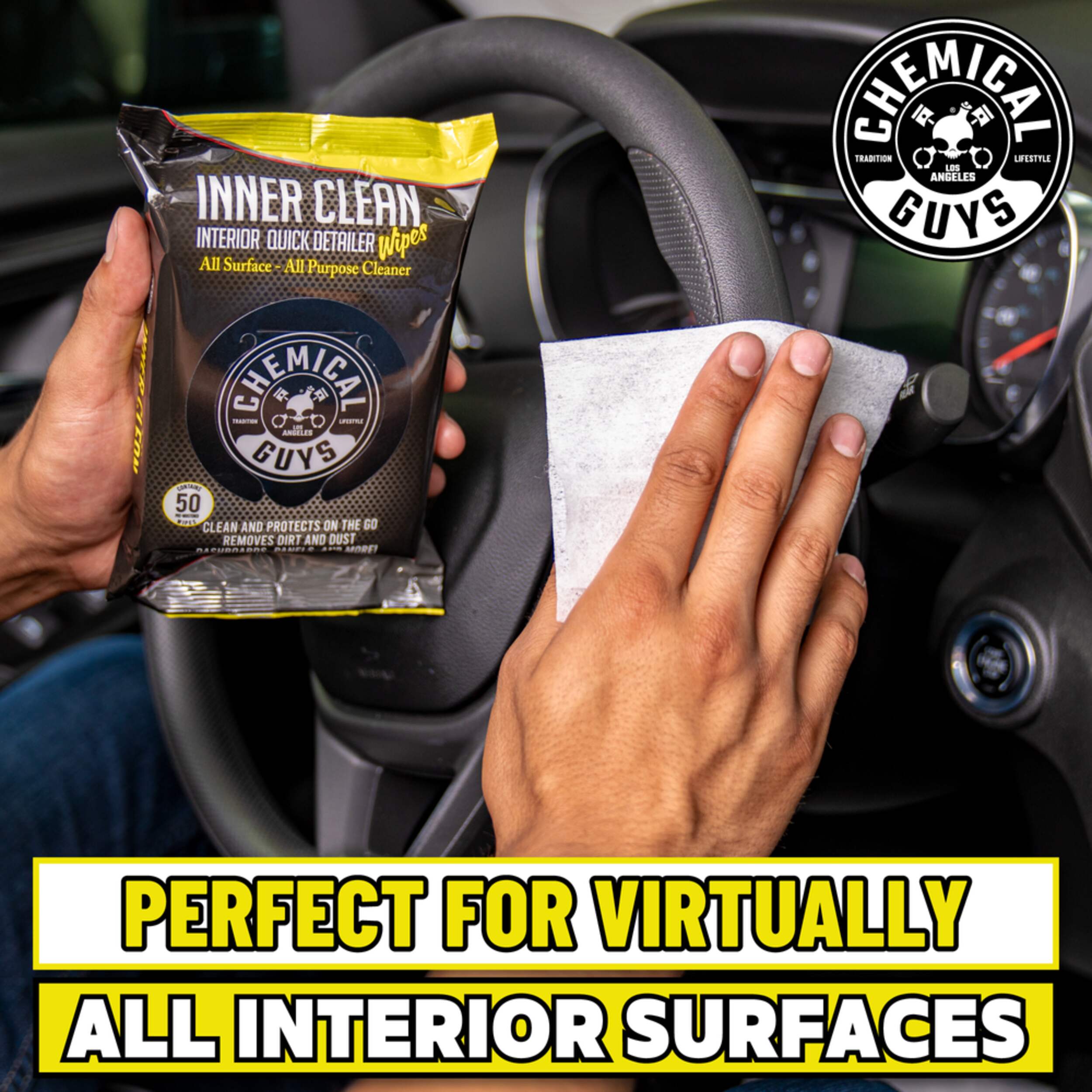 Chemical Guys InnerClean Interior Quick Detailer & Protectant Wipes ...