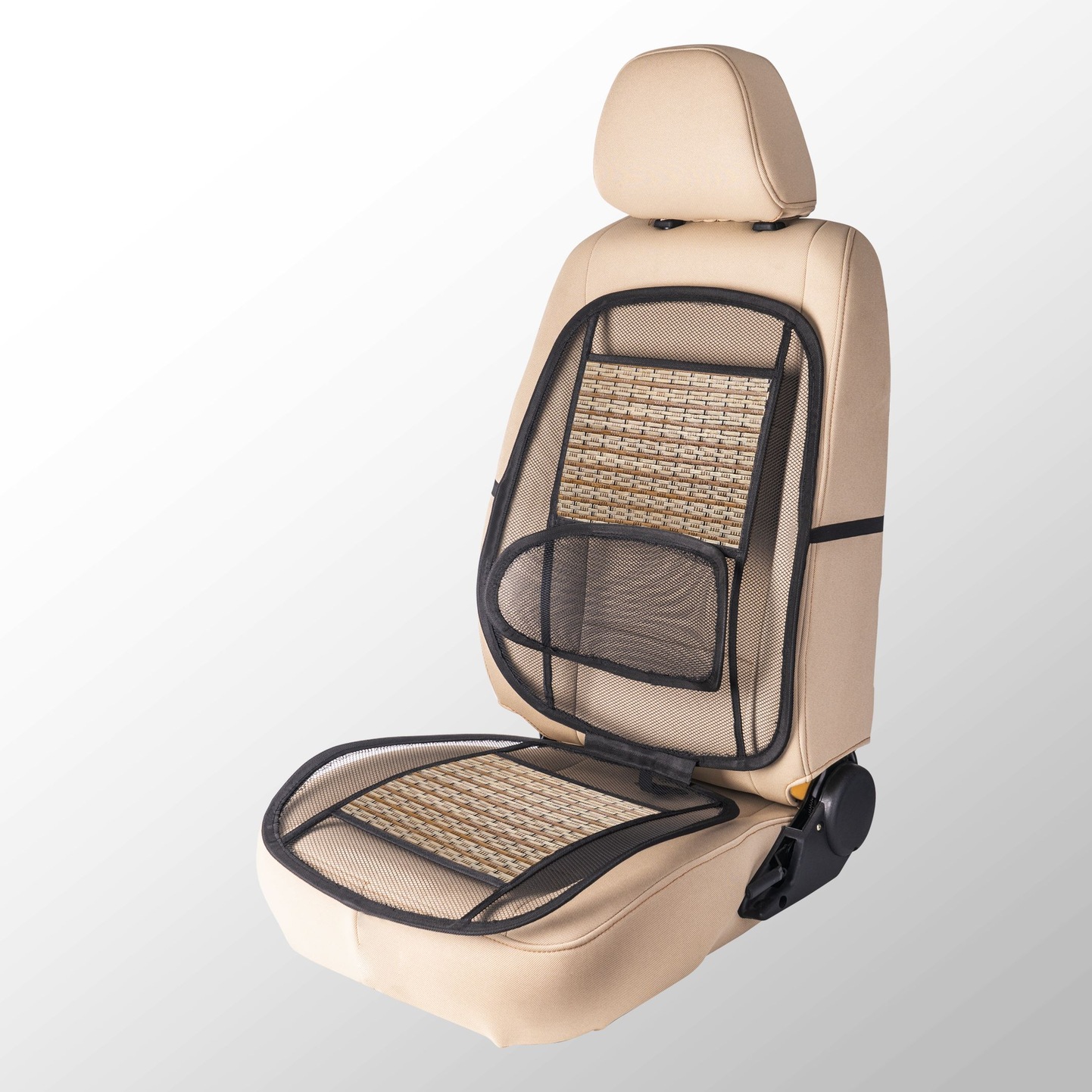 Autotrends Bamboo Cooling Full Seat Cushion With Lumbar Support Black