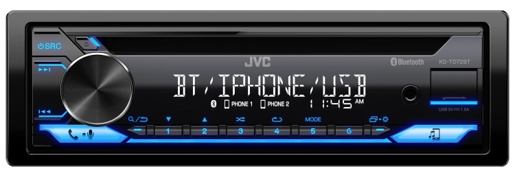 JVC KD-T720BT Bluetooth Audio CD In-Dash Car Receiver with Dual Phone ...