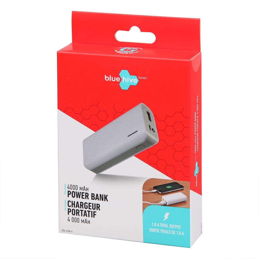 Bluehive 4 000 mAh Power Bank with Power Indicator Battery Charge Indicator Canadian Tire