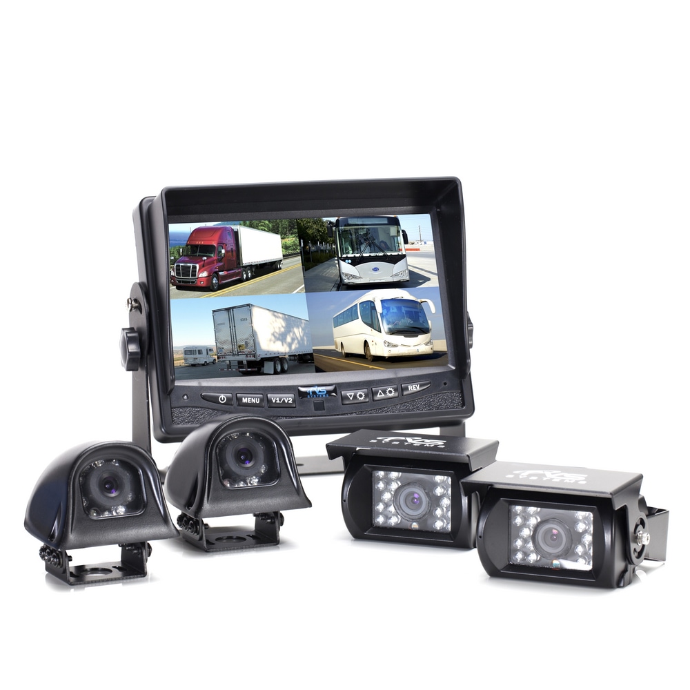 RVS Backup Camera System, 4 Camera Setup, with Quad View Display ...