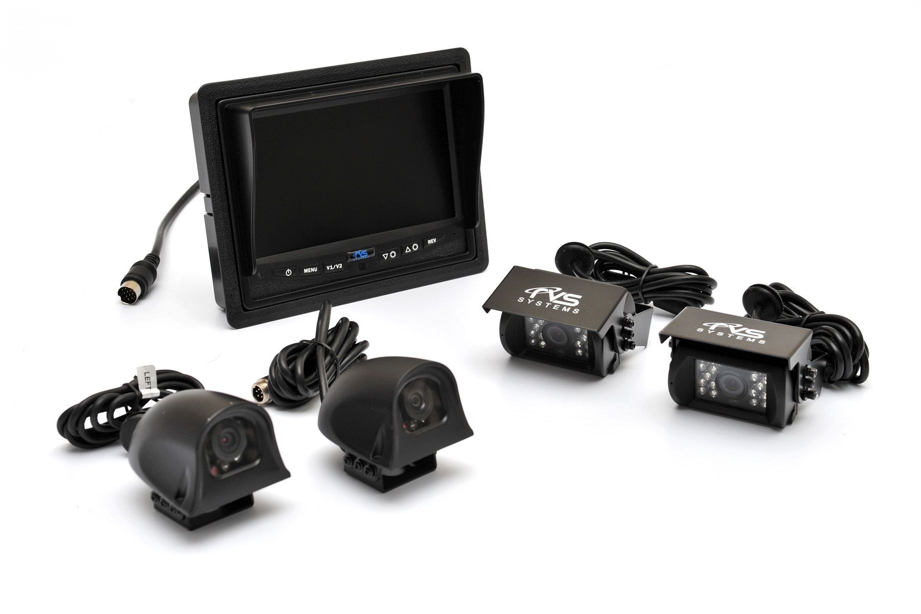 RVS Backup Camera System, 4 Camera Setup, with Quad View Display ...