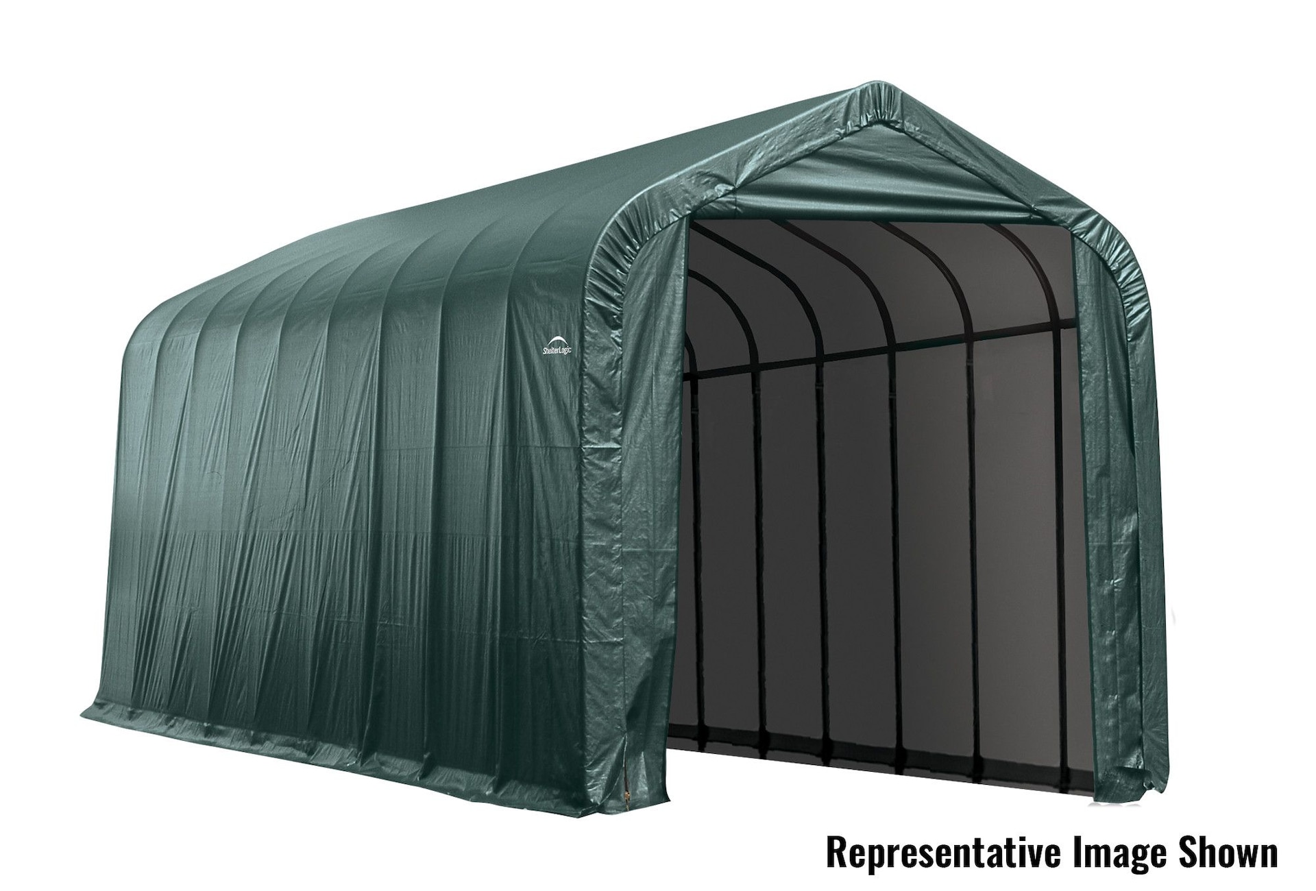 ShelterLogic Peak Style Auto Shelter, Green,14-ft x 44-ft x 16-ft ...