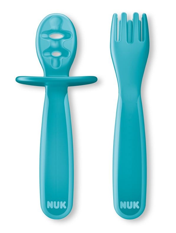 NUK Pretensil Dipper Spoon and Fork Baby Training Set, 6+ Months ...