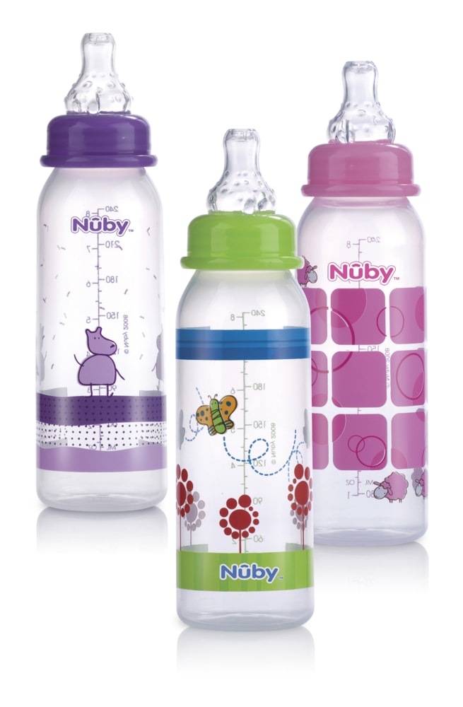 Nuby Standard Neck Printed Bottles, 8-oz, 3-pk | Canadian Tire