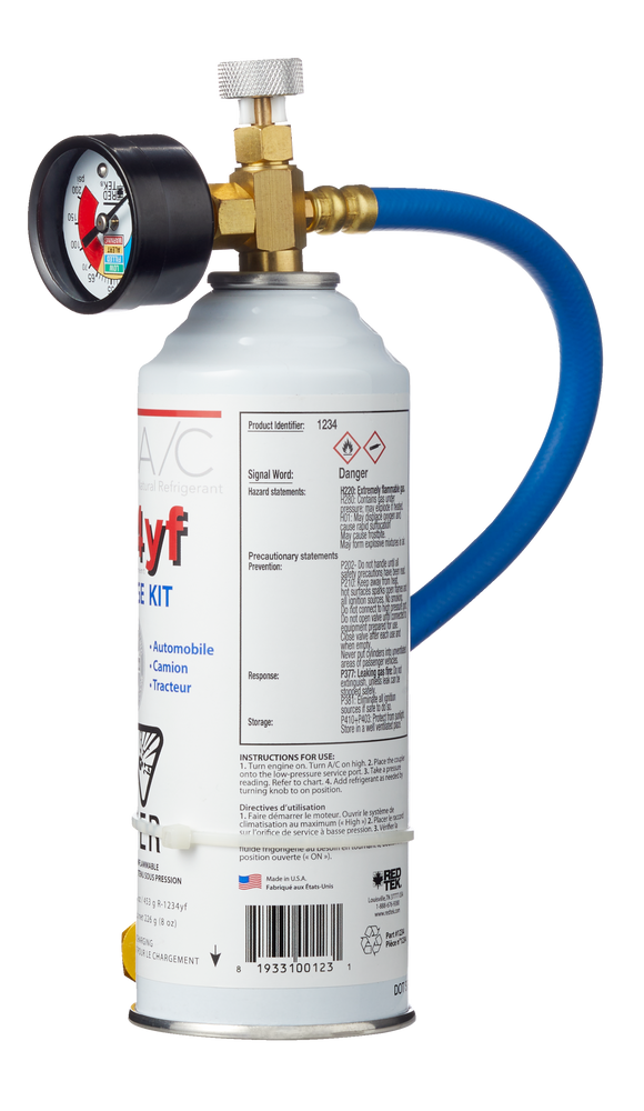 RED TEK R1234yfHc A/C Natural Refrigerant Kit with Gauge, Installation ...