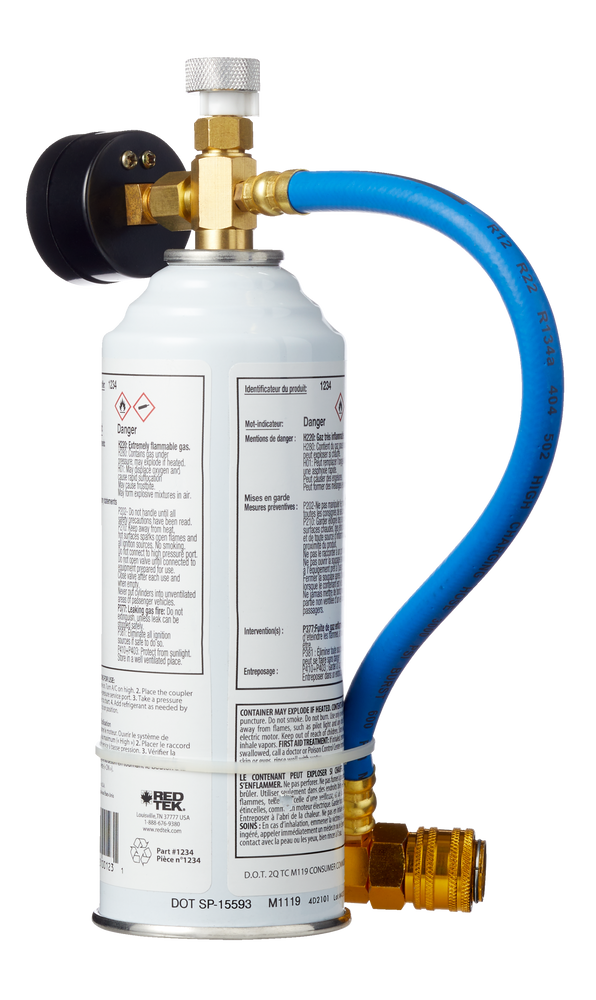 RED TEK R1234yfHc A/C Natural Refrigerant Kit with Gauge, Installation ...