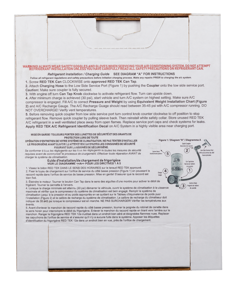 RED TEK 612 R134a Recharge Gauge Kit with Installation Hose & Low Side ...