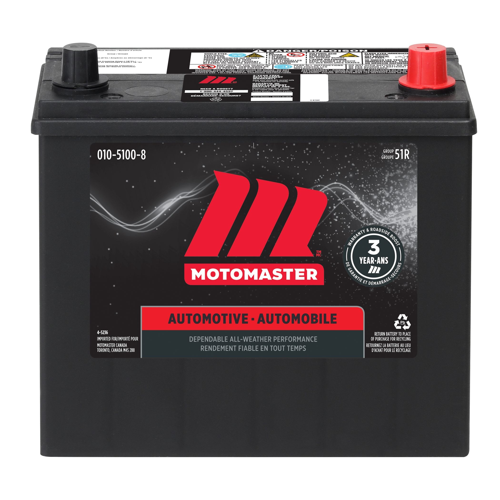 MotoMaster Group Size 51R Battery 450 CCA Canadian Tire