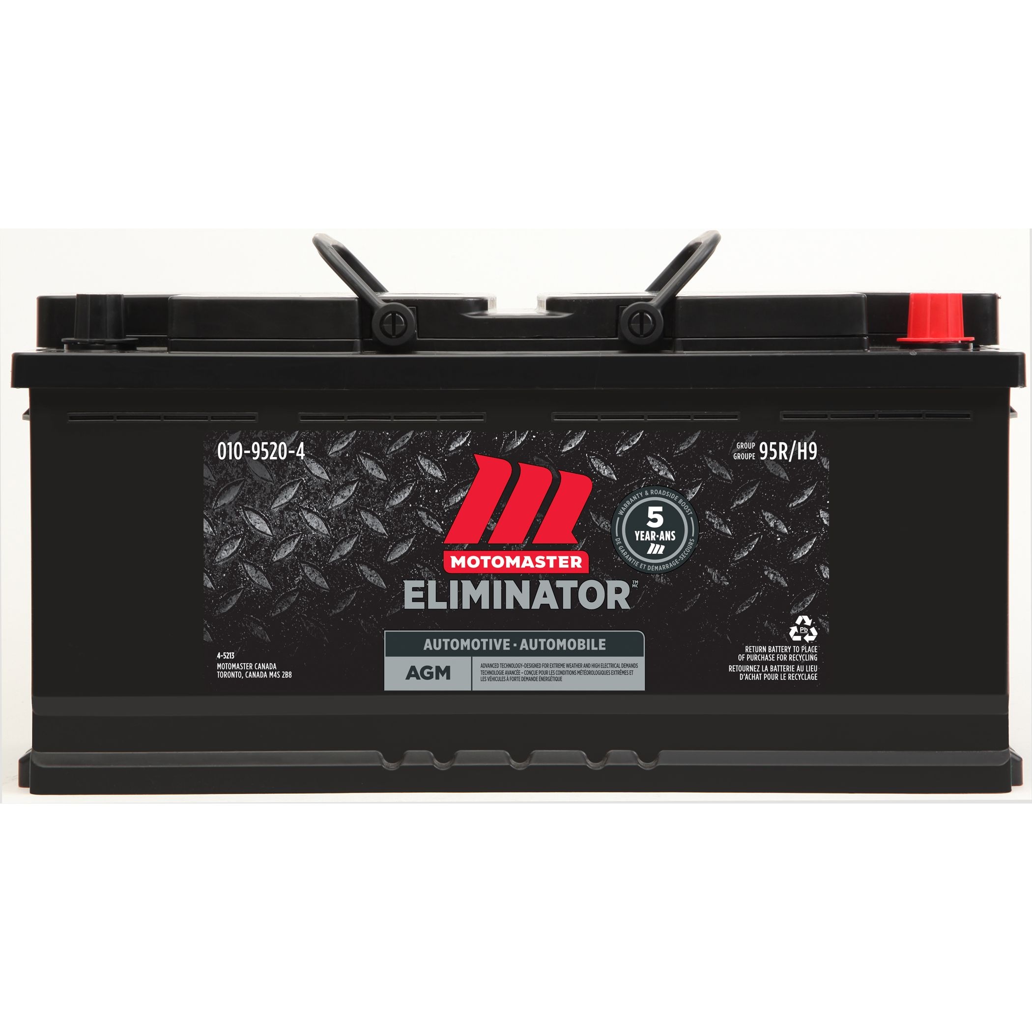 MOTOMASTER ELIMINATOR AGM Group Size 95R (H9/L6) Battery, 950 CCA ...