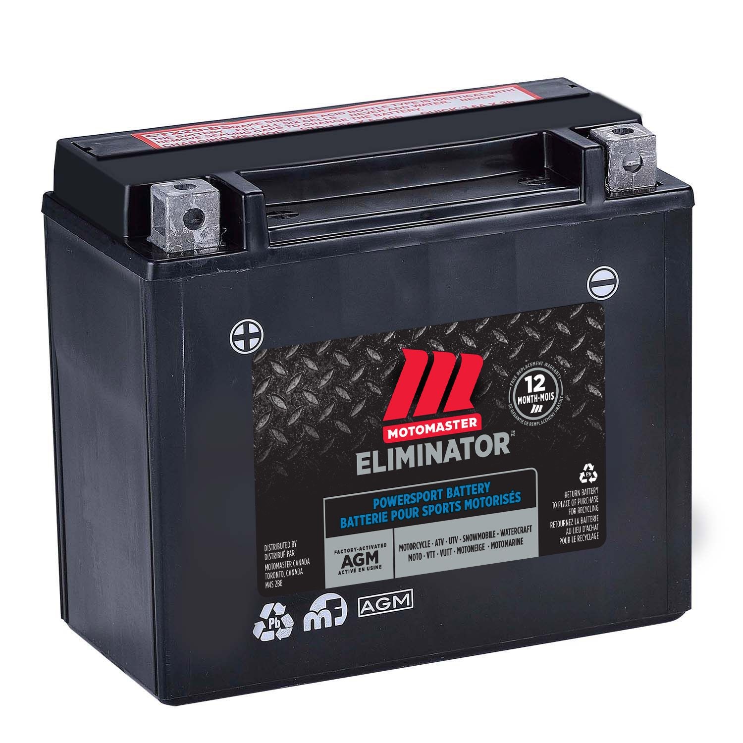 MOTOMASTER ELIMINATOR AGM Factory-Activated Powersports Battery, CTX20H ...