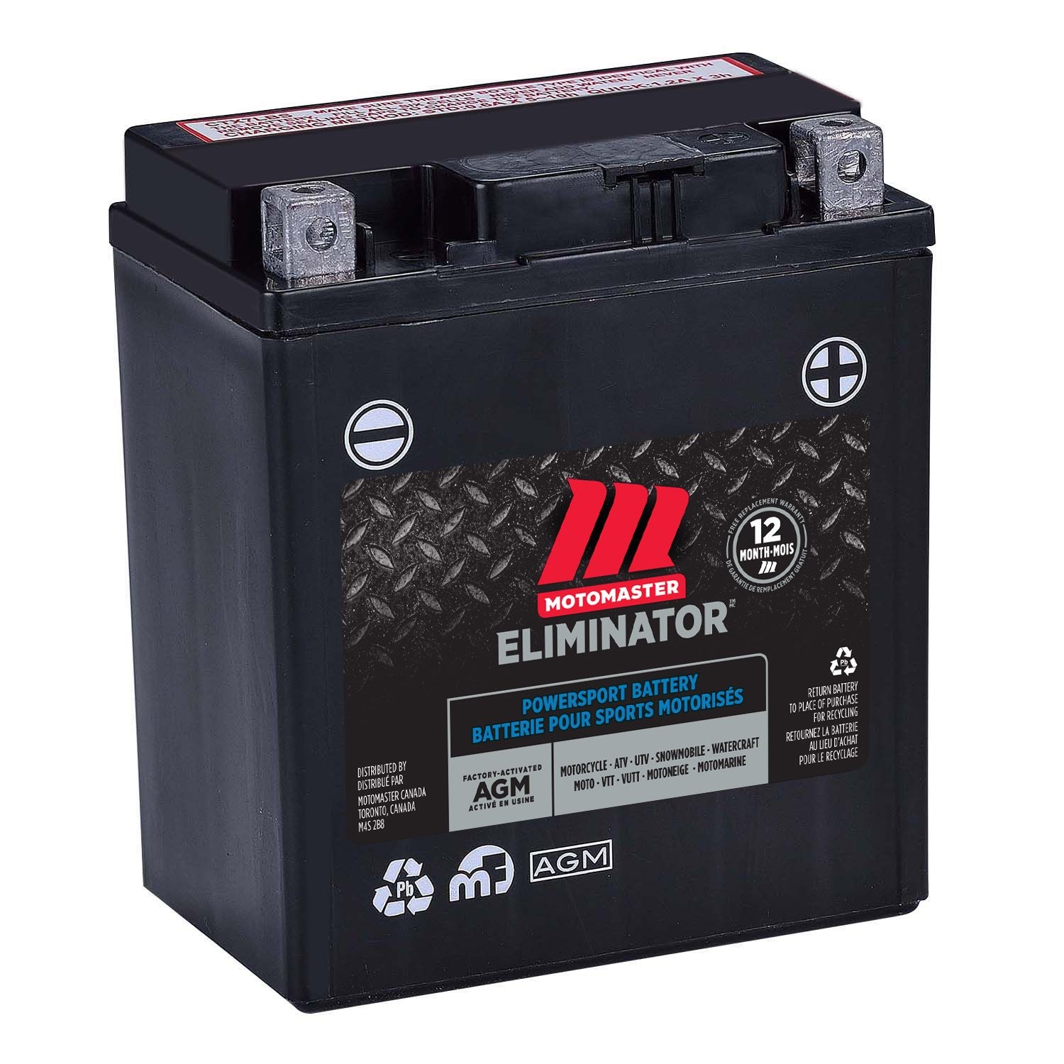 MOTOMASTER ELIMINATOR AGM Factory-Activated Powersports Battery, CTX7L ...