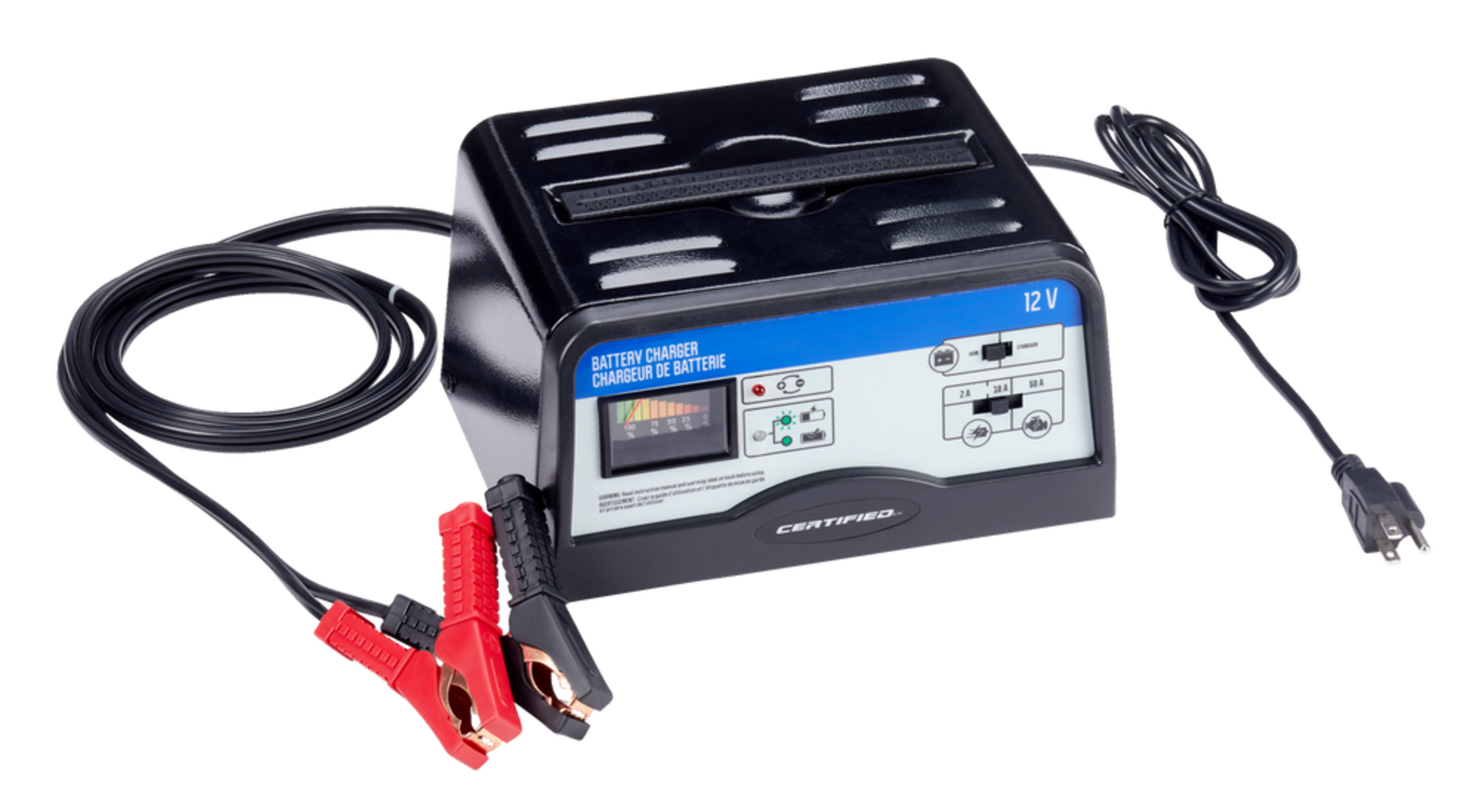 Certified Battery Charger, Fully Automatic, 10/2-Amp, 12V, with 50-Amp ...