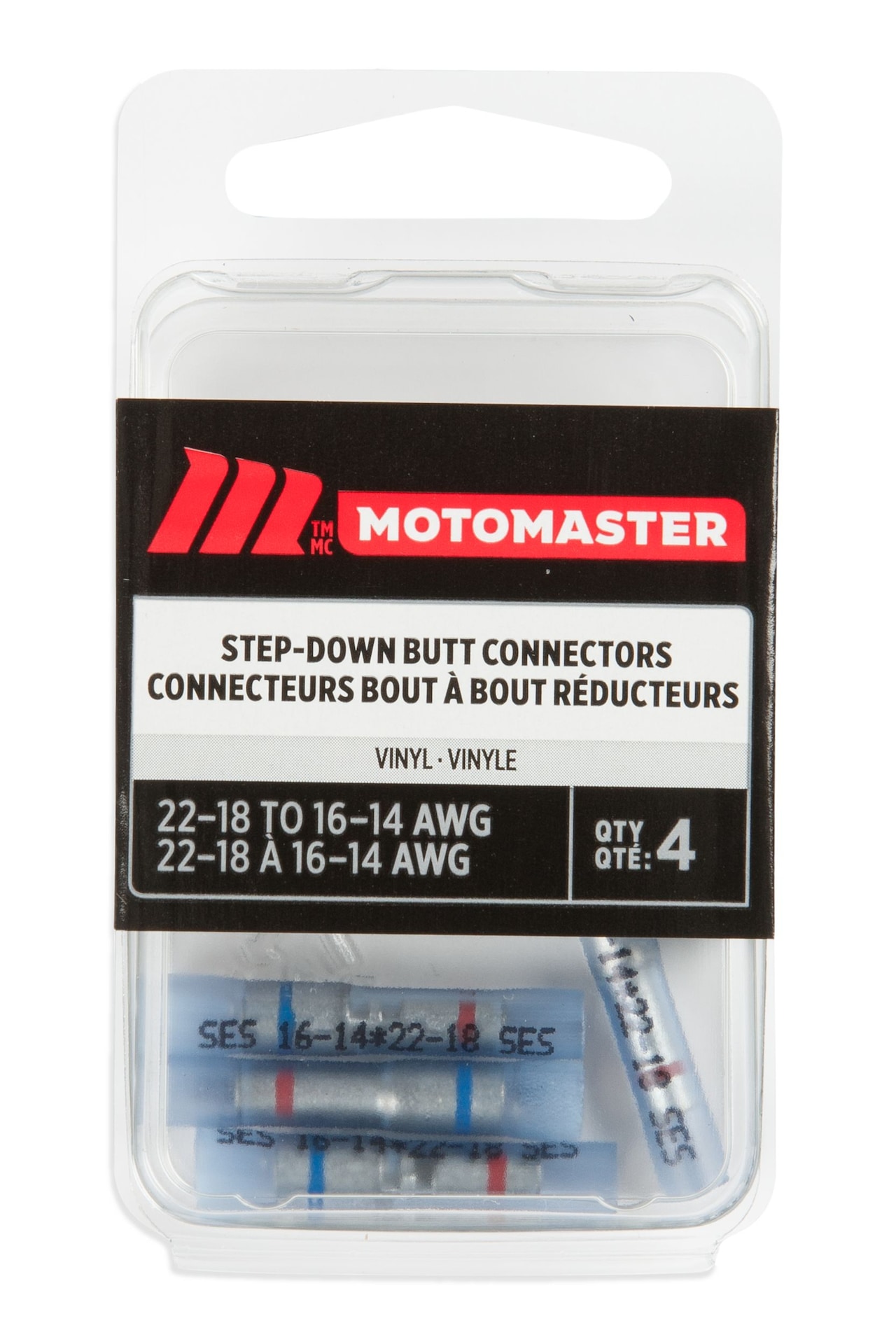 MotoMaster 22-18 to 16-14 AWG Vinyl Step Down Butt Connector, 4-pk ...