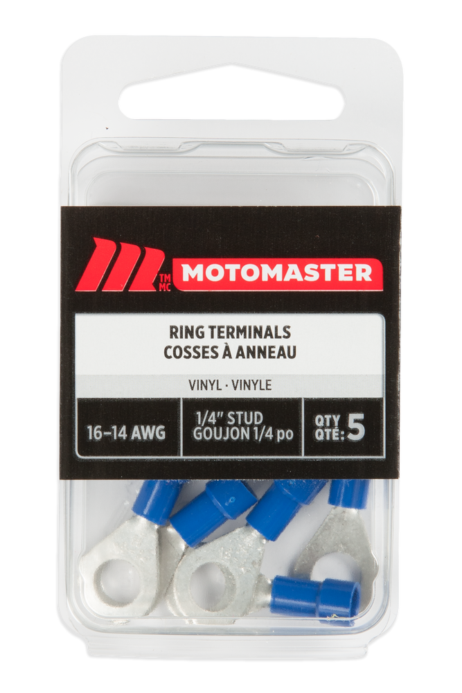 Cosses à anneau 16-14 AWG pour l'auto MotoMaster, 1/4 po, paq. 5 | Canadian Tire