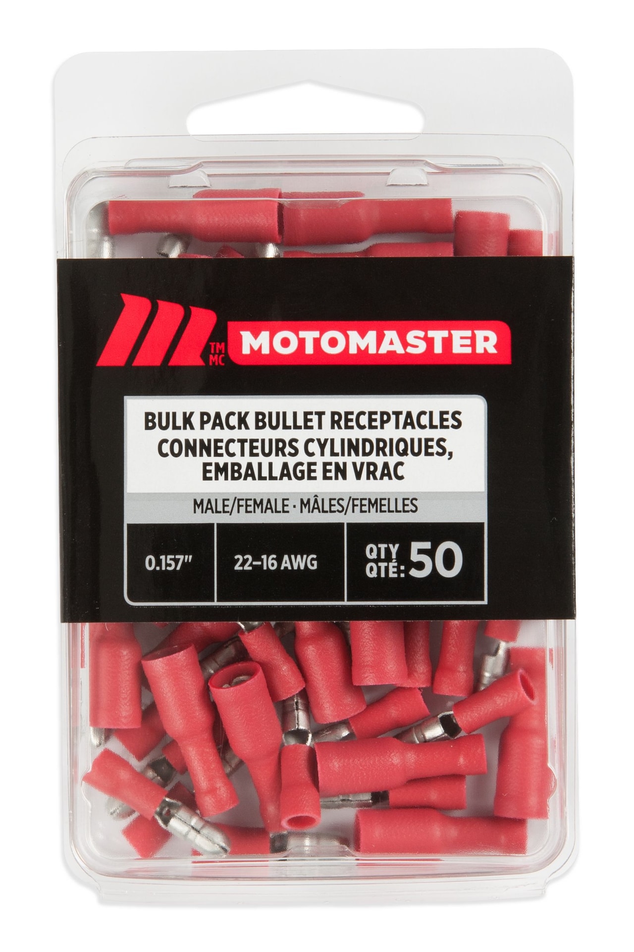 MotoMaster 22-18 AWG Male/Female Bullet Connector, Bulk Pack, .157-in ...