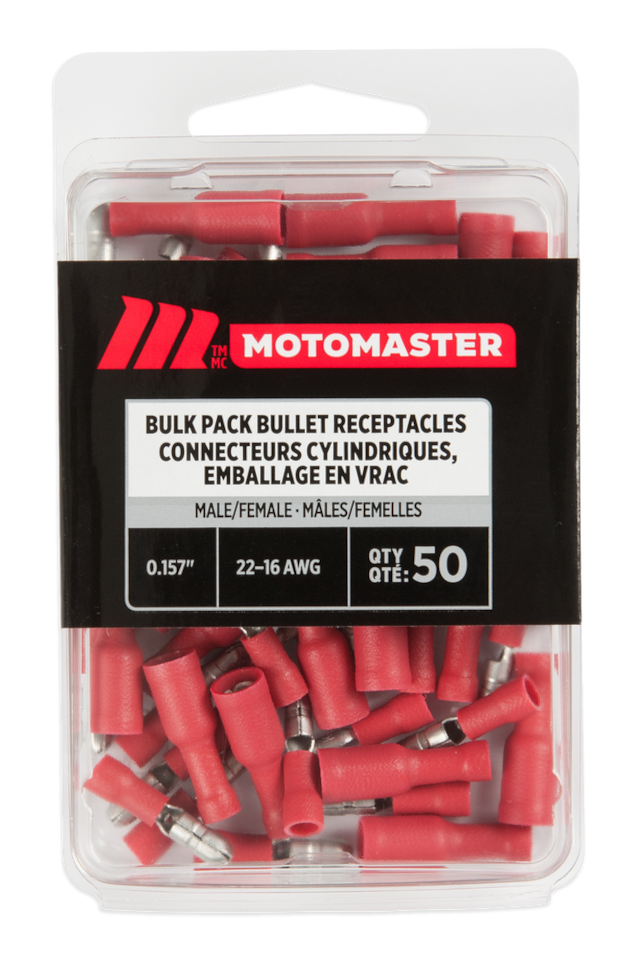 MotoMaster 22-18 AWG Male/Female Bullet Connector, Bulk Pack, .157-in ...