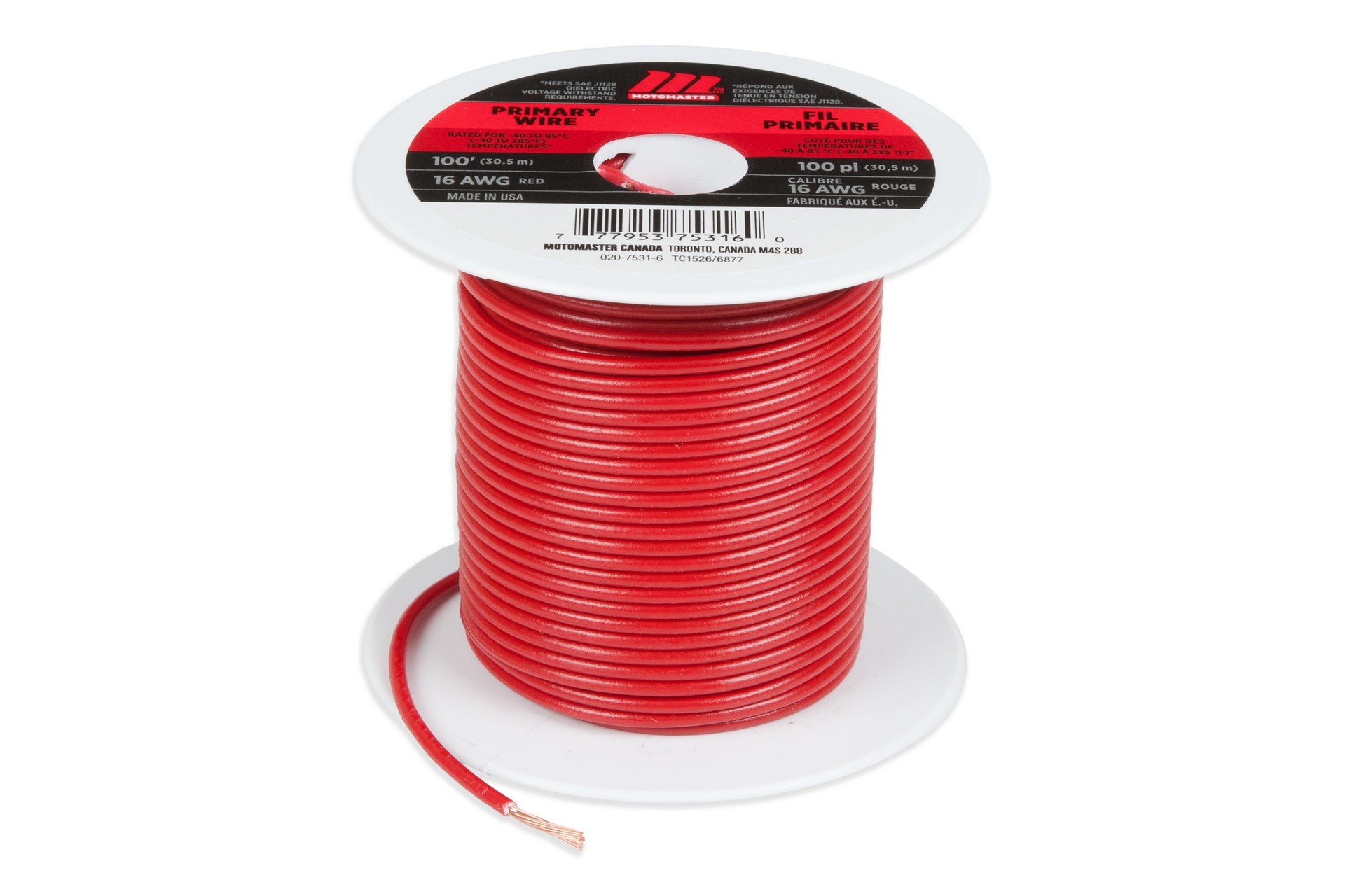 MotoMaster 16 AWG Wire Red 100 ft Canadian Tire
