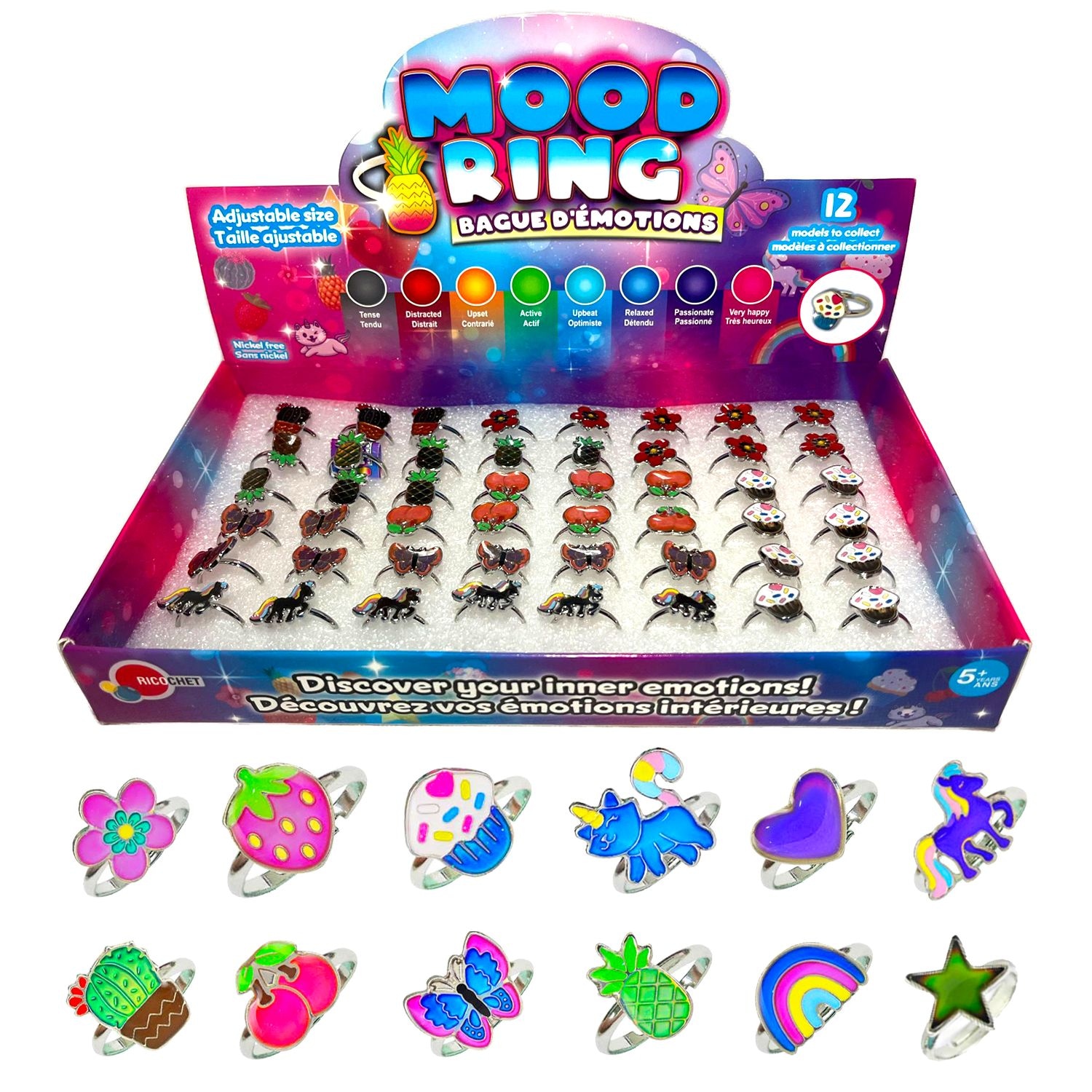 Ricochet Adjustable Mood Rings Assorted | Party City