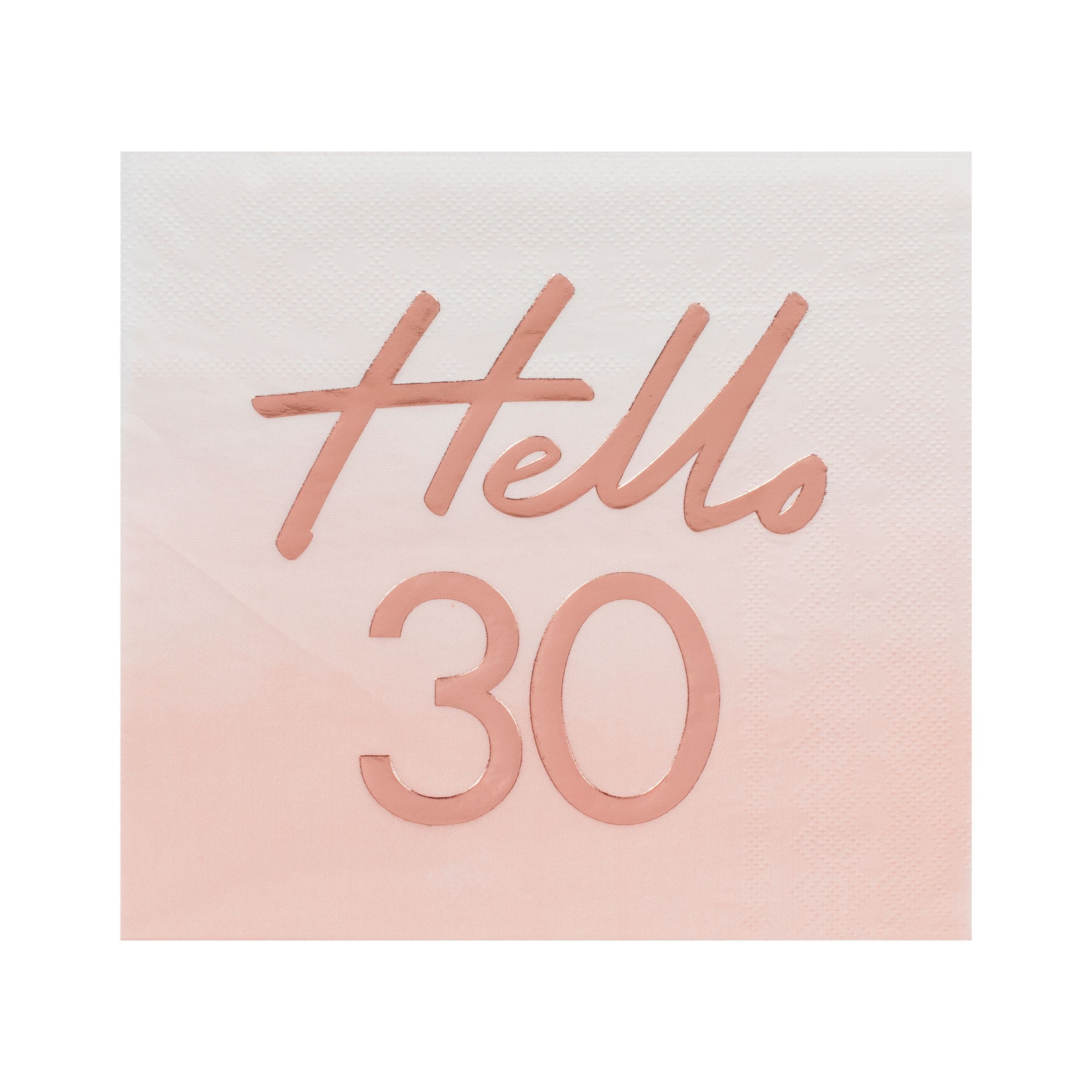 Blush Rose Gold "Hello 30" Milestone Napkins, 6.5-in, 16-pk | Party City