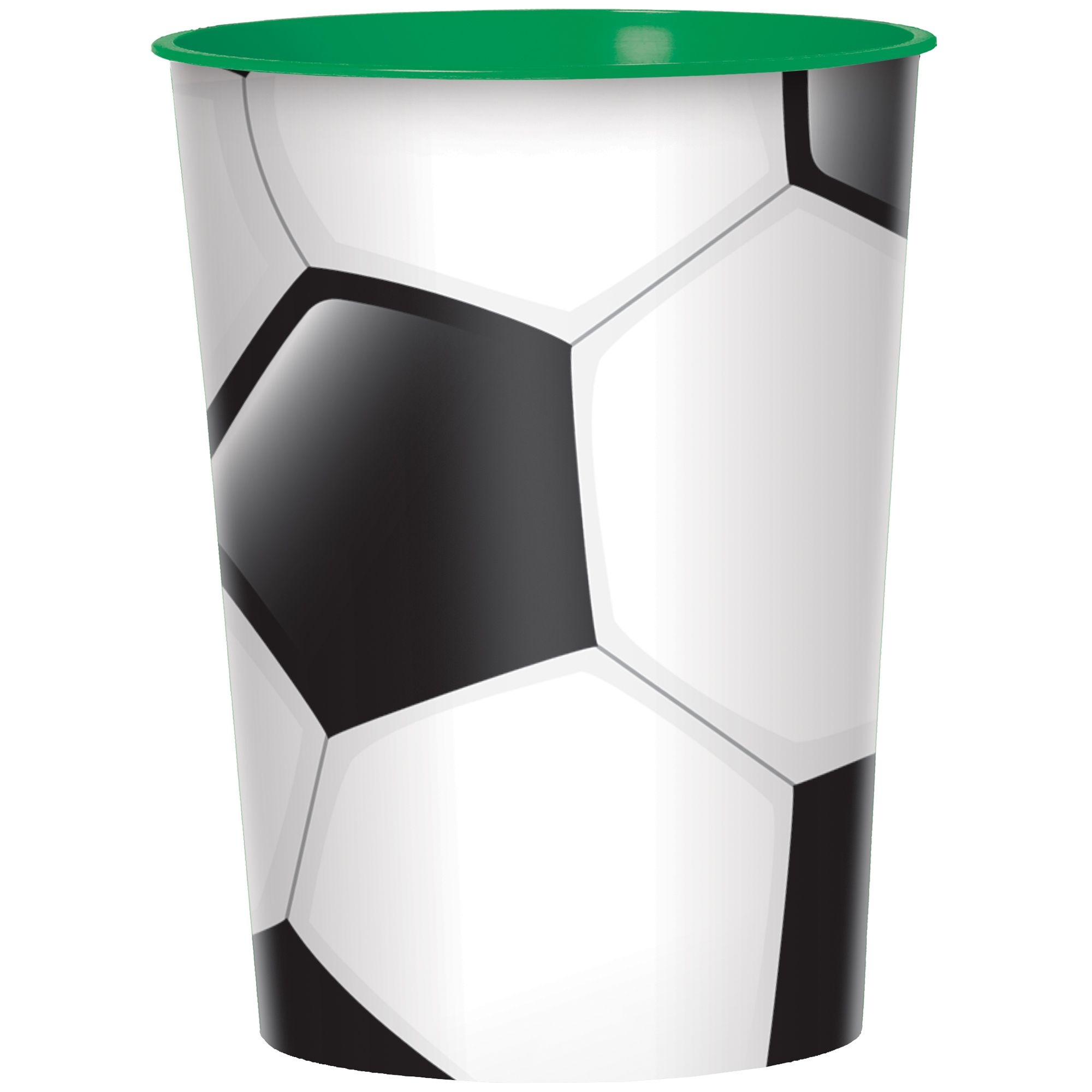 Soccer Ball Themed Plastic Reusable Favour Cup, Green/Black/White, 16 ...