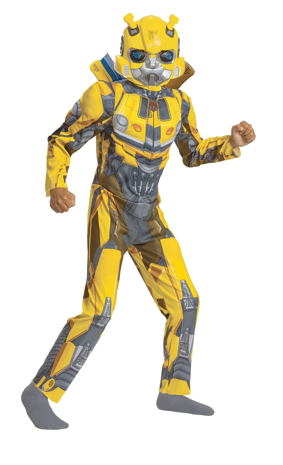 Toddler & Kids' Transformers Bumblebee Yellow/Grey Jumpsuit with Mask Halloween Costume ...