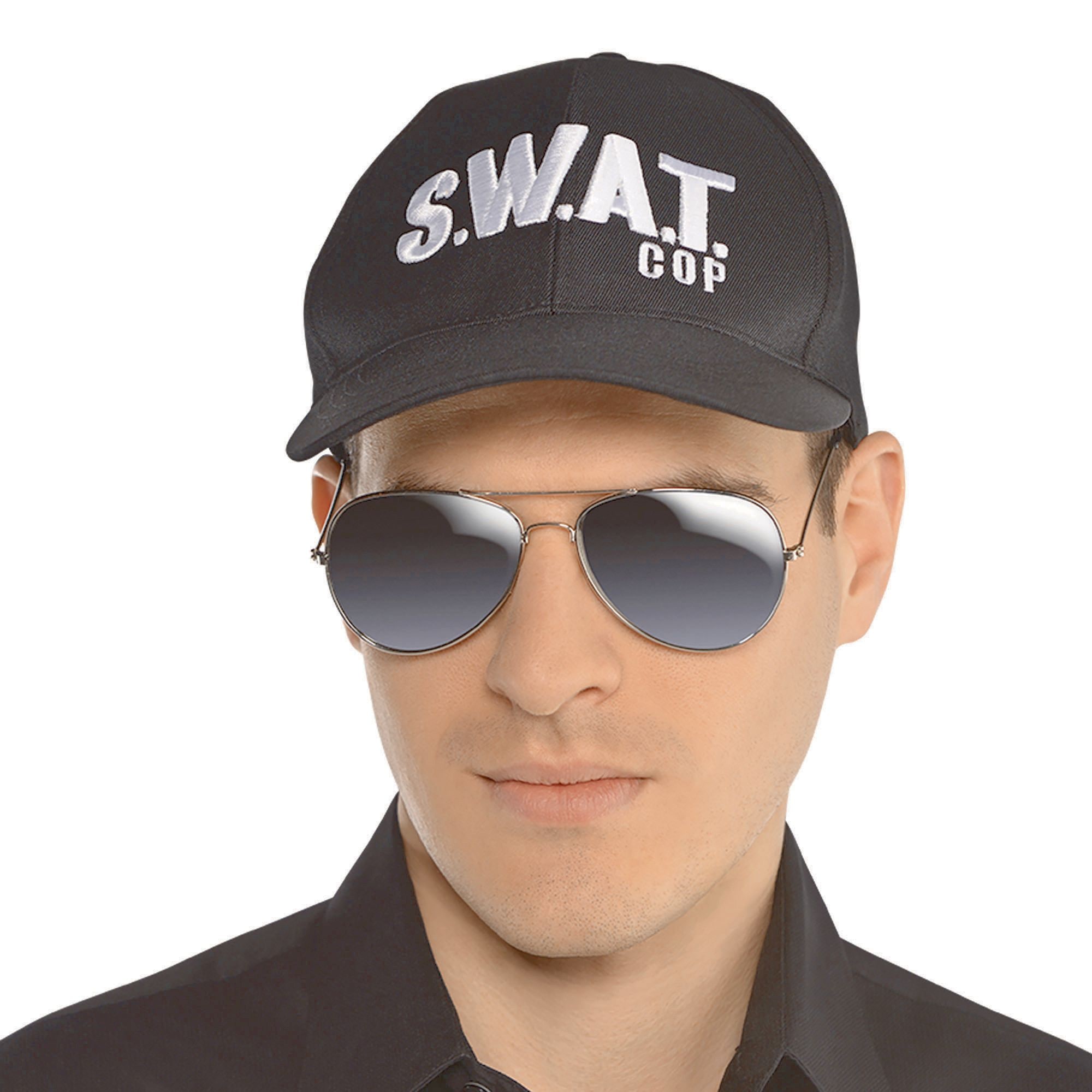 "S.W.A.T Cop" Baseball Hat, Black, One Size, Wearable Costume Accessory ...