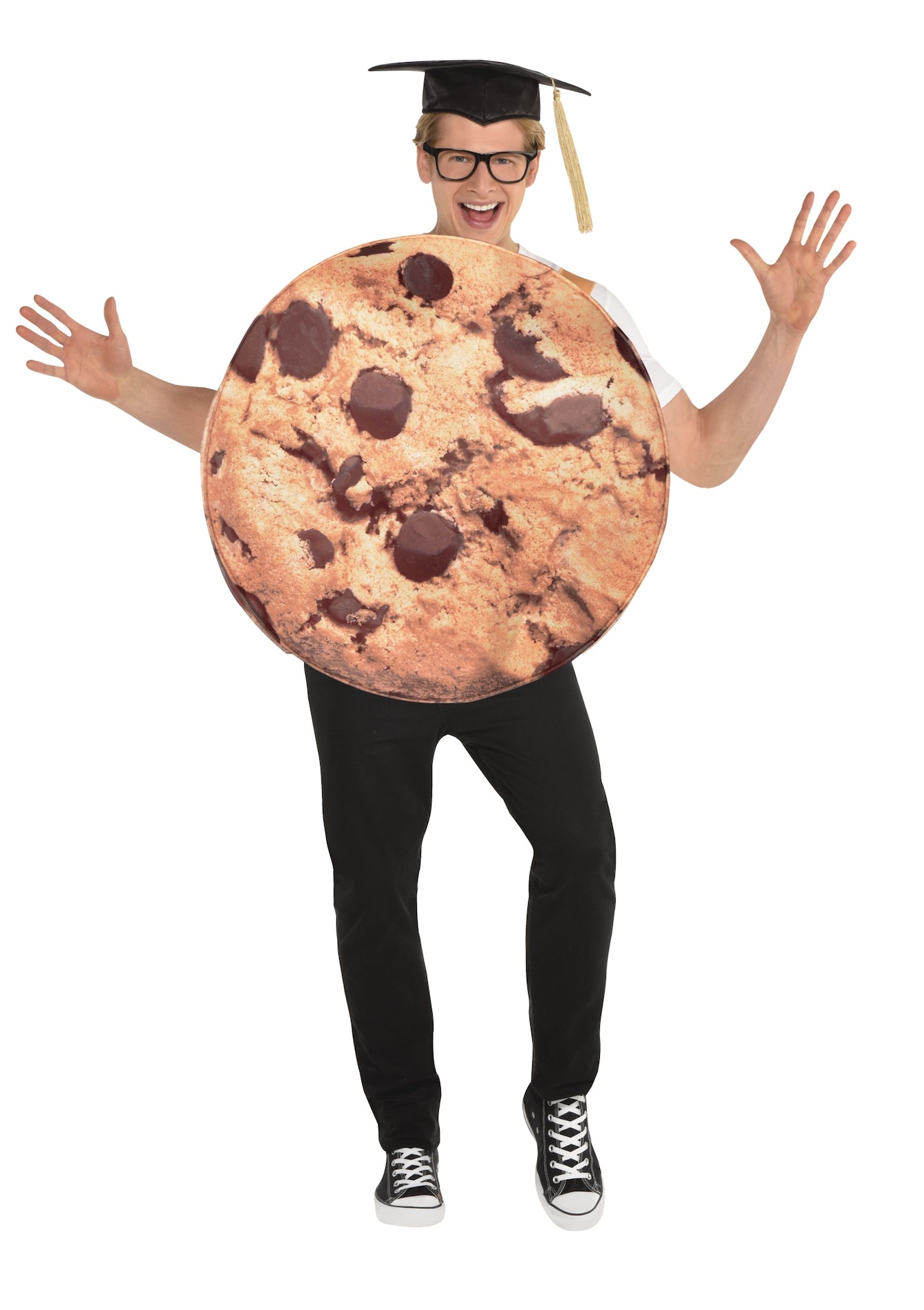 Adult Smart Chocolate Chip Cookie Kit with Tunic Glasses Hat Tassel Brown Black One Size 3 pk Wearable Costume Accessories for Halloween Party City