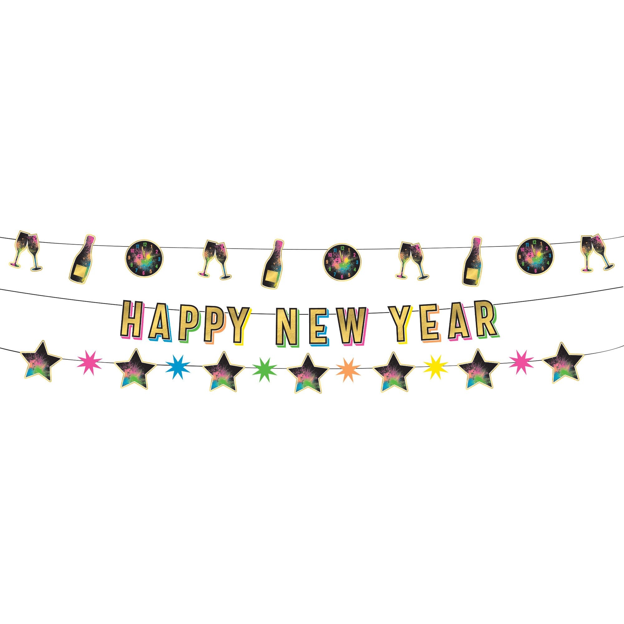 Happy New Year Glow Letter Banner, 6-ft | Party City