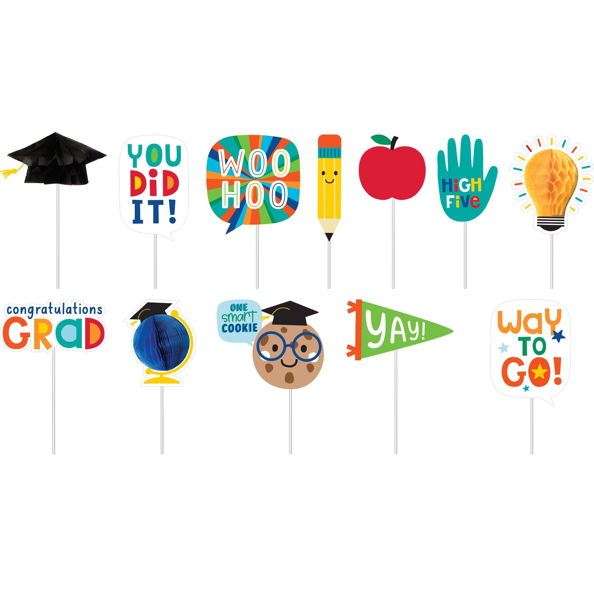 Grad Fun Honeycomb Photo Props Kit for Graduation Party | Party City