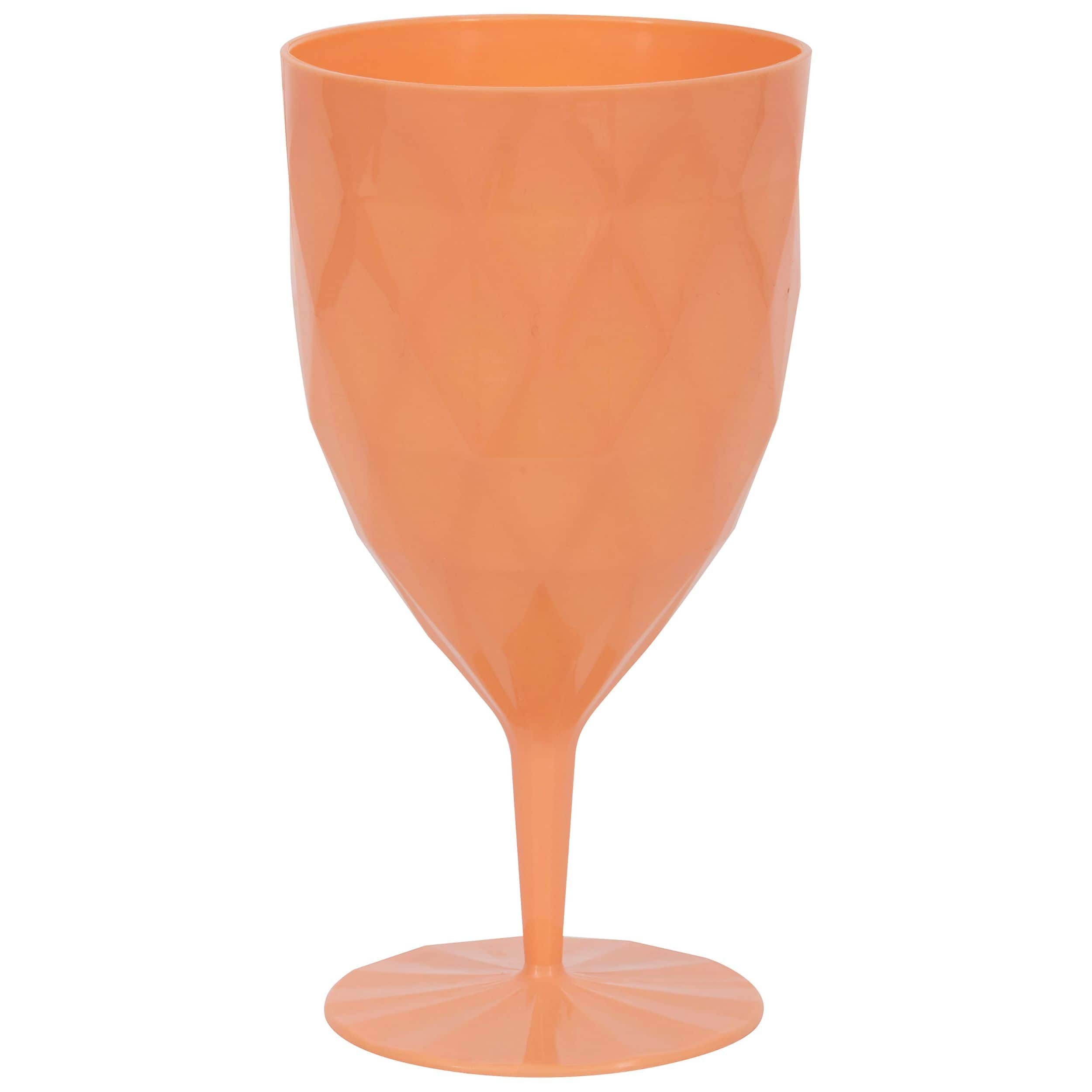 Summer Coral Quilted Texture Plastic Wine Glass 11 Oz Party City