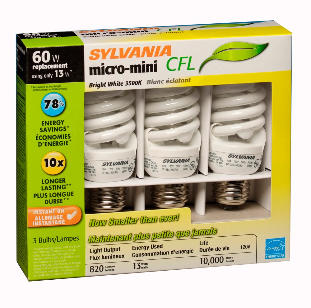 Sylvania 60W Equivalent 13W CFL Bright Bulbs, White, 3-pk | Canadian Tire