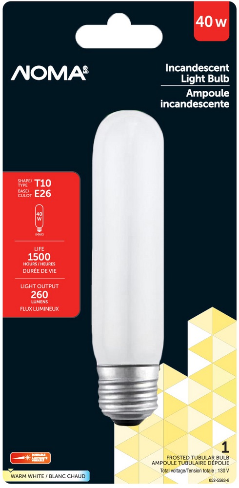 NOMA T10 E26 Base Frosted Dimmable Incandescent Light Bulb, 260 Lumens ...